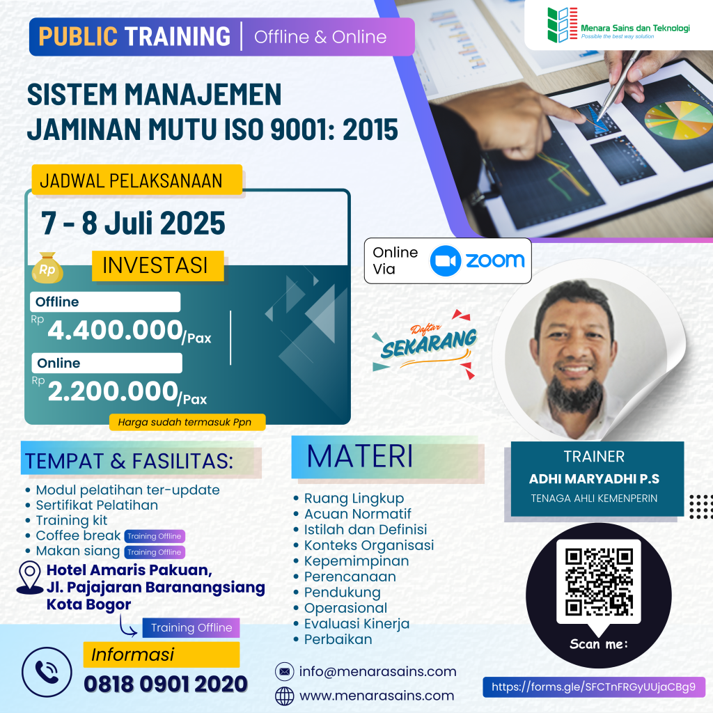 Pelatihan Sistem Manajemen Mutu ISO 9001: 2015 - Menara Sains dan Teknologi